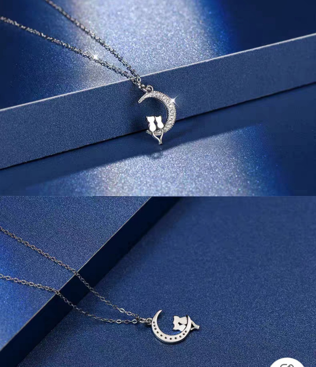 【Mega Sale】Pure White Copper Unfading Moon Cat Wish Necklace Female ...