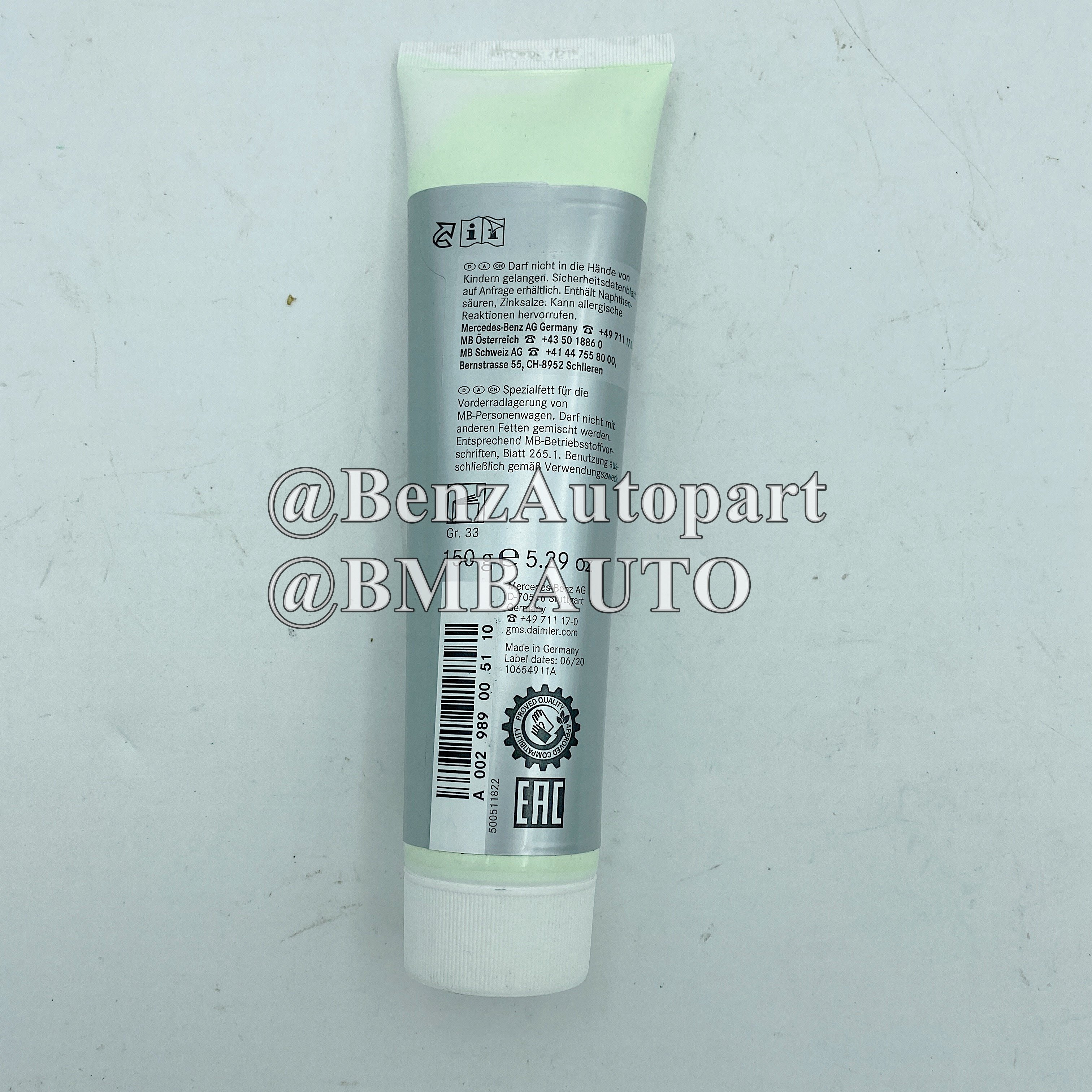 BENZแท้ จาระบีลูกปืนล้อ เบอร์ 002 989 00 51 | MB265.1 (MADE IN GERMANY ...