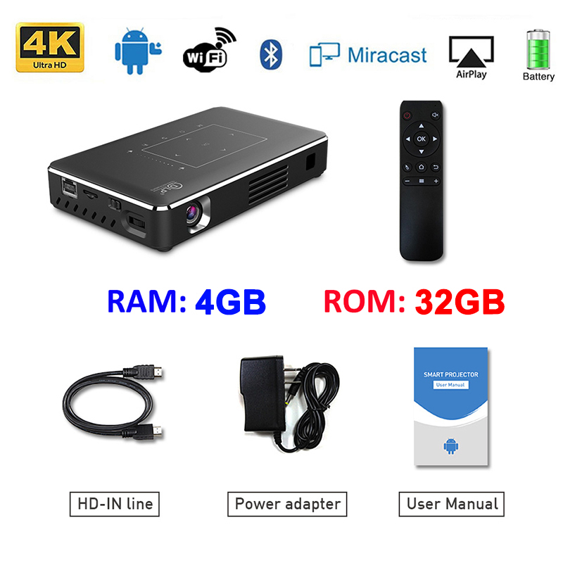 🎇DLNA 1080P🎇 Salange โปรเจคเตอร์ P10 DLP 4K Android WiFi Mini Projector ...