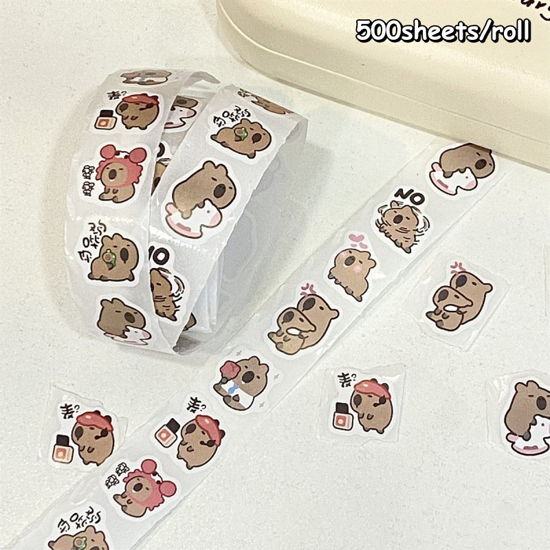 500Sheets Fashion Trend Cute Cartoon Capybara Sticker Creative Kawaii ...