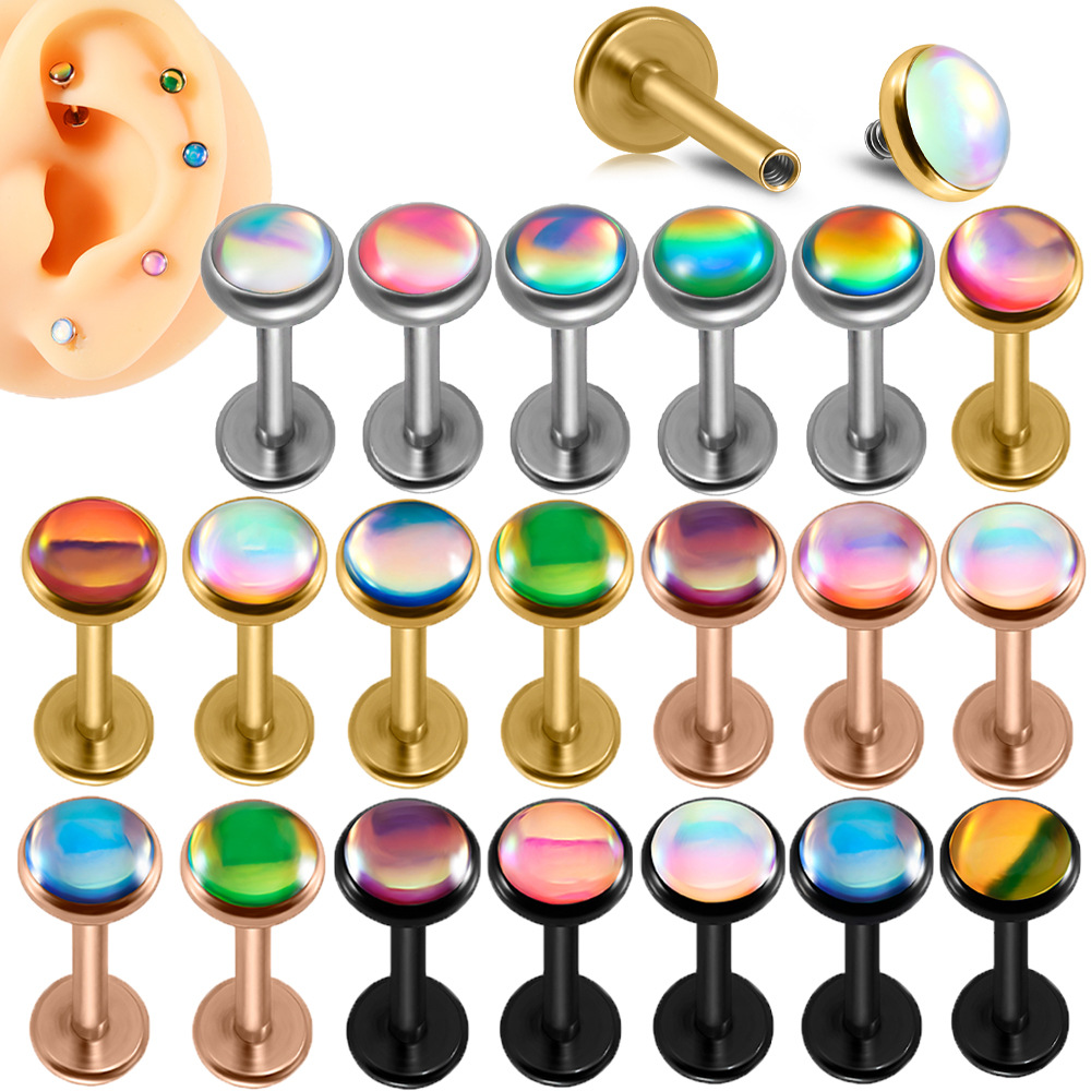 Stainless Steel Electroplated Gold Gradient Inner Teeth Ear Stud Magic ...