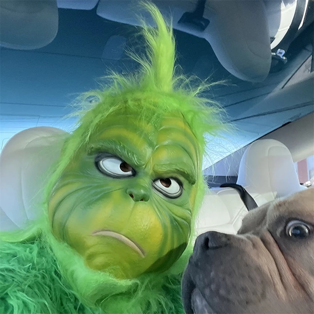 Christmas Green Thief Monster Mask Latex Full Head Mask With Red Santa ...