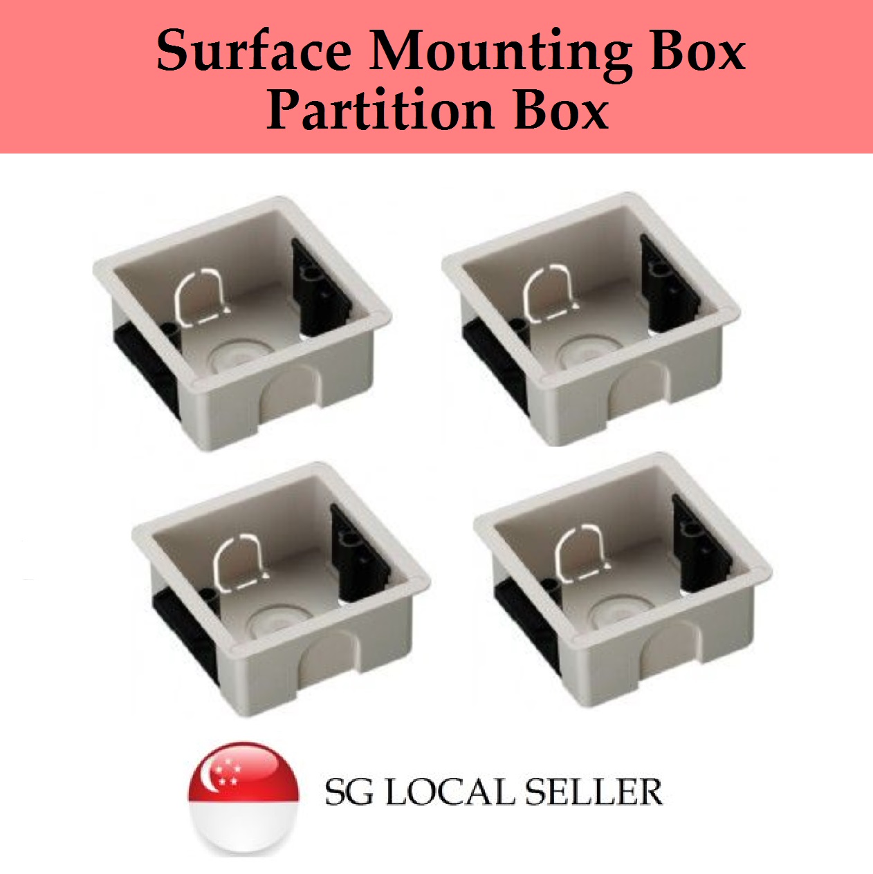 [Bundle of 4] 1Gang 1G Switch Socket Surface Mounting Box Partition Box ...