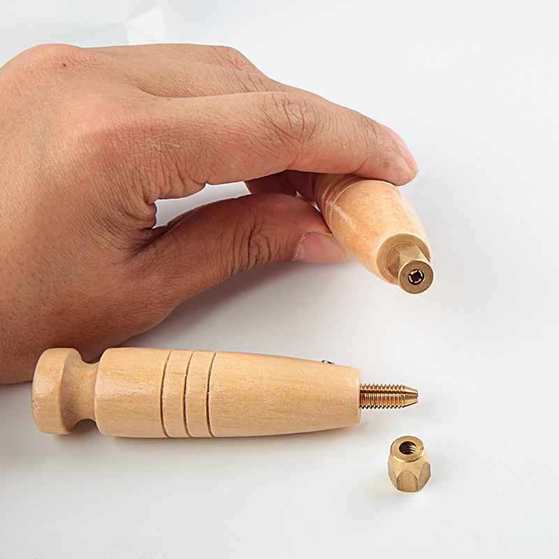 Wooden Handle Sewing Awl Hand Stitcher Punch Tool Curved Crochet Diy ...