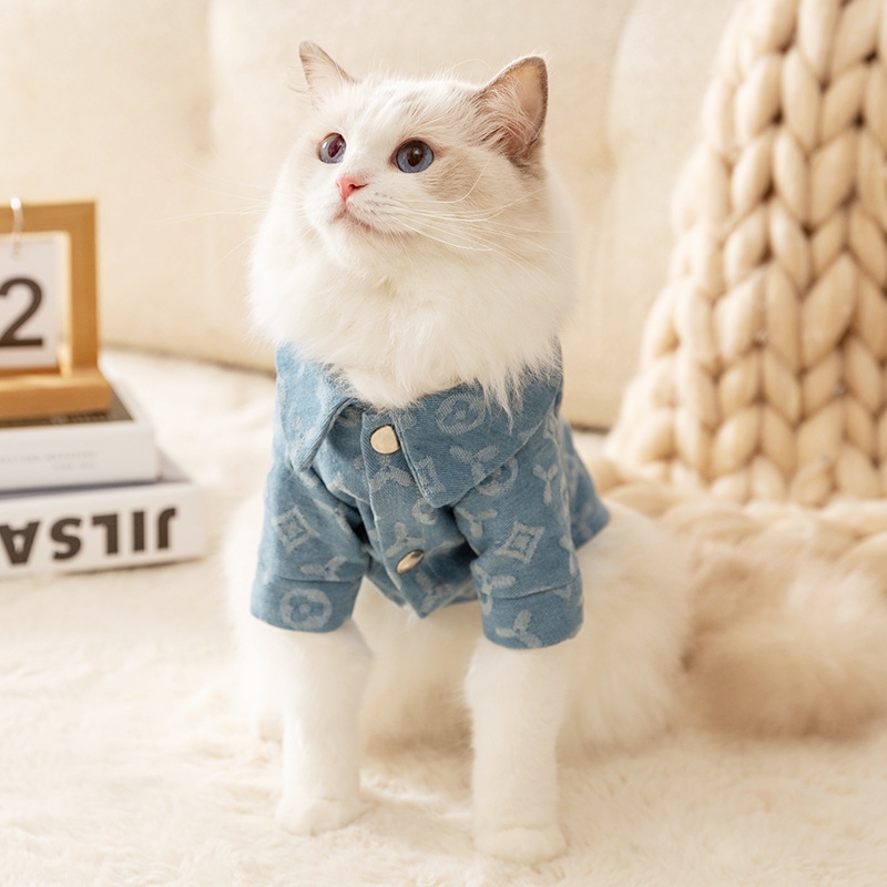 Dongzhu 【BabyHug】Pet Jeans Jacket Dog Clothes Soft Warm Puppy Harness ...