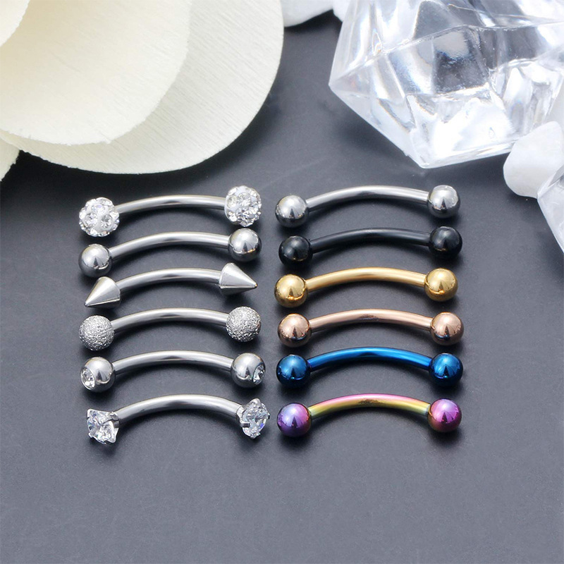 【Hottest Trends】Titanium steel curved rod screw eyebrow nail earring ...