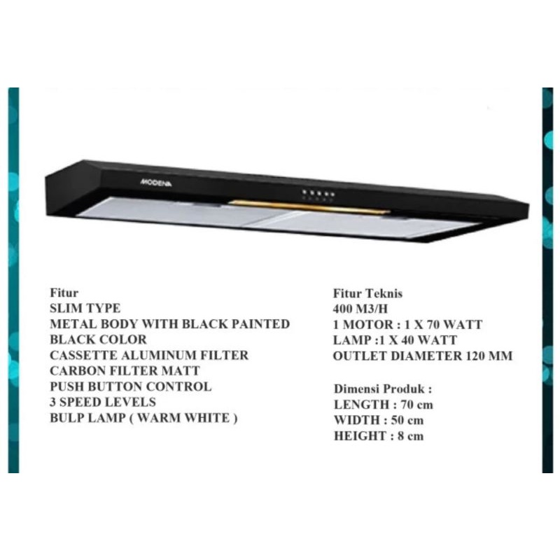 Cookerhood MODENA Slim Hood PX 7111 / 70 cm LED | Lazada Indonesia