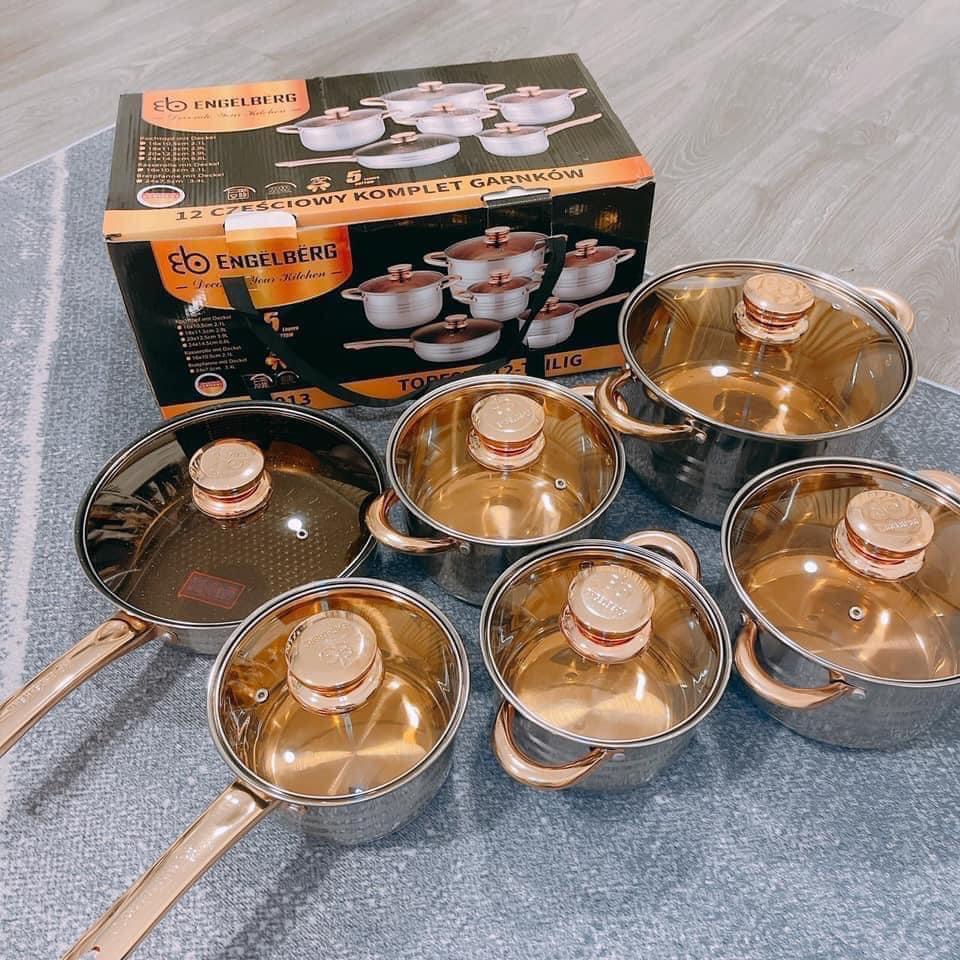 Bộ nồi engelberg đức 6 món 5 đáy 12 chi tiết nấu mọi loại bếp, công ...