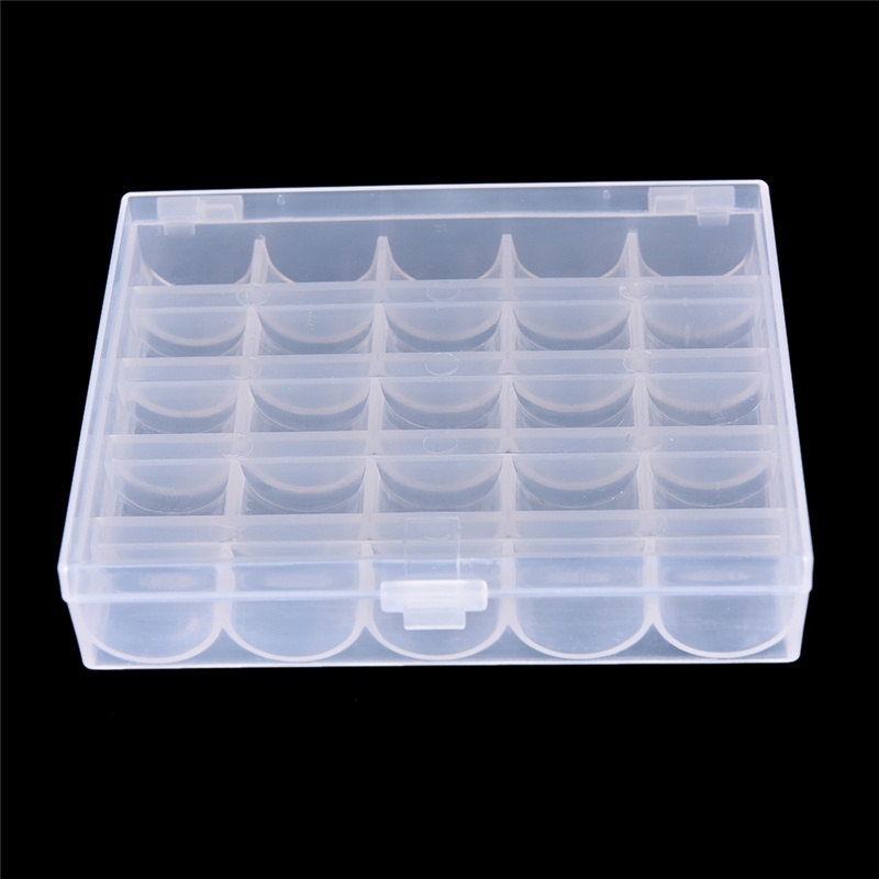 25 Cell Empty Bobbins Spools Box Sewing Machine Bobbin Case Organizer ...
