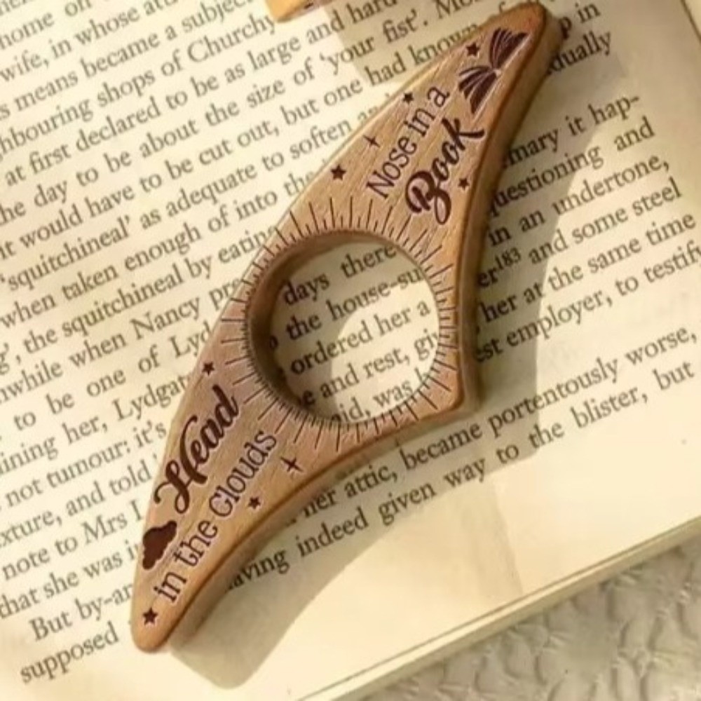 New Wooden Book Page Holder Finger Bookmark Reading Tools Vintage ...