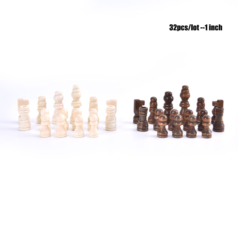 32pcs Wooden Chess Pieces Complete Chessmen International Word Chess ...