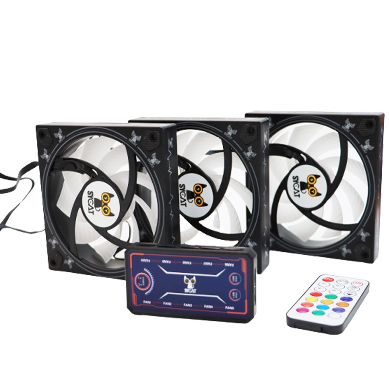 SYCAT S13 RGB Fan Cooling fan 120MM CPU Fan PC Fan Case Fan 3 IN 1 KIT ...