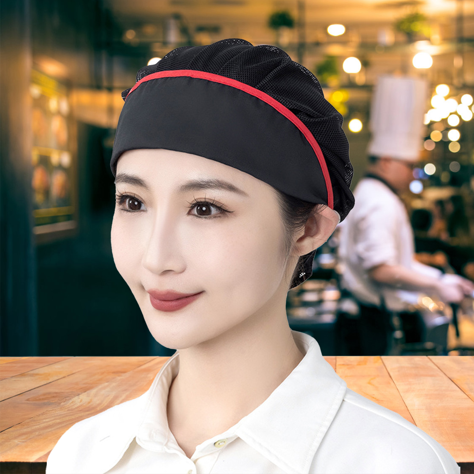Chef Mesh Cap Polyester Elastic Head Cover for Kitchen School ...