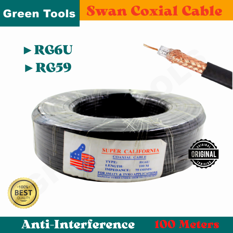 SWAN Caxial Cable RG6 RG59 No Loss HD CCTV Antenna Extension Copper ...
