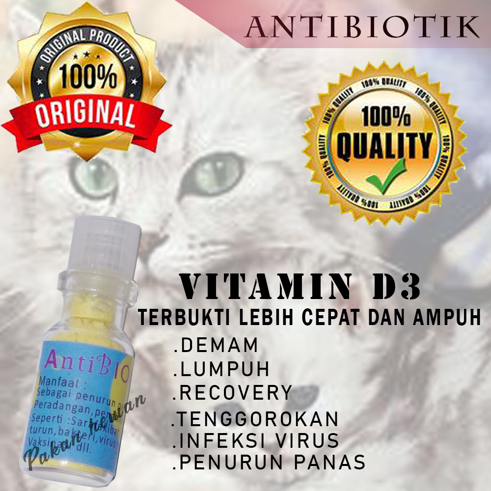 Obat Kucing Vitamin D3 | Antibiotik Penurun Panas, Lumpuh, Demam, dll ...