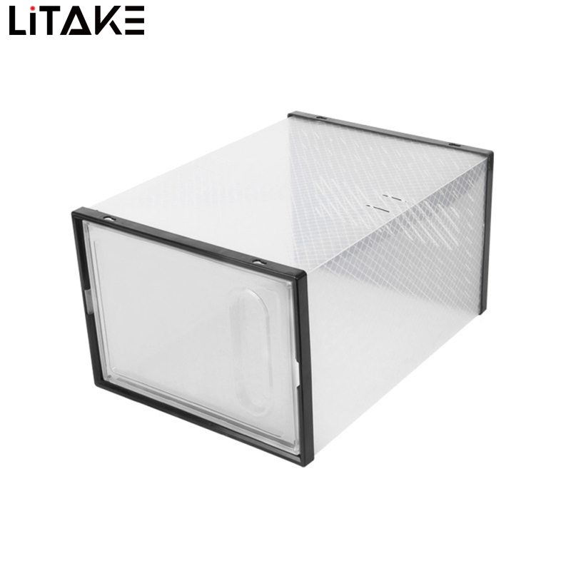 Clear Shoe Box With Magnetic Door Space Saving Foldable Shoe Rack Hard ...