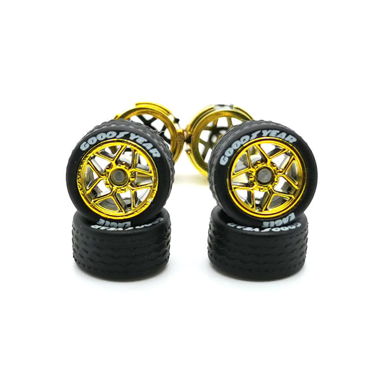 1Set 11mm 1/64 Alloy Car Wheels Removable Wavy Tires UV Electroplate ...