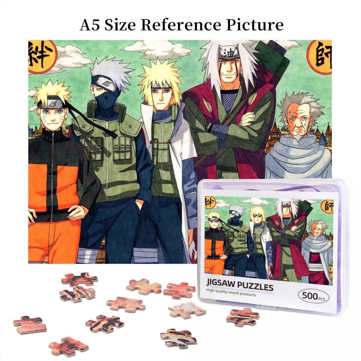 Jiraiya, Kakashi Hatake, Minato Namikaze And Naruto Uzumaki Wooden ...