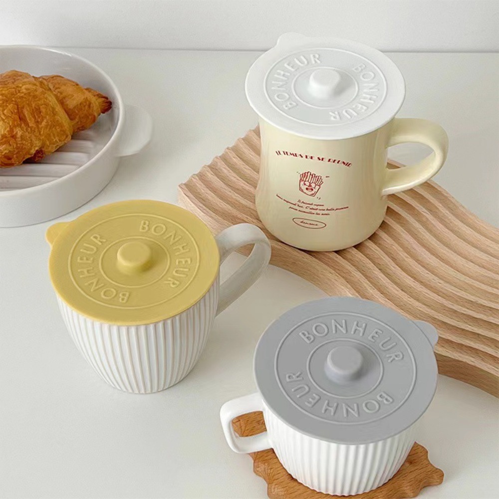 Mugs Lid With Convex Handle Silicone Glass Cup Cover Dustproof Heat ...