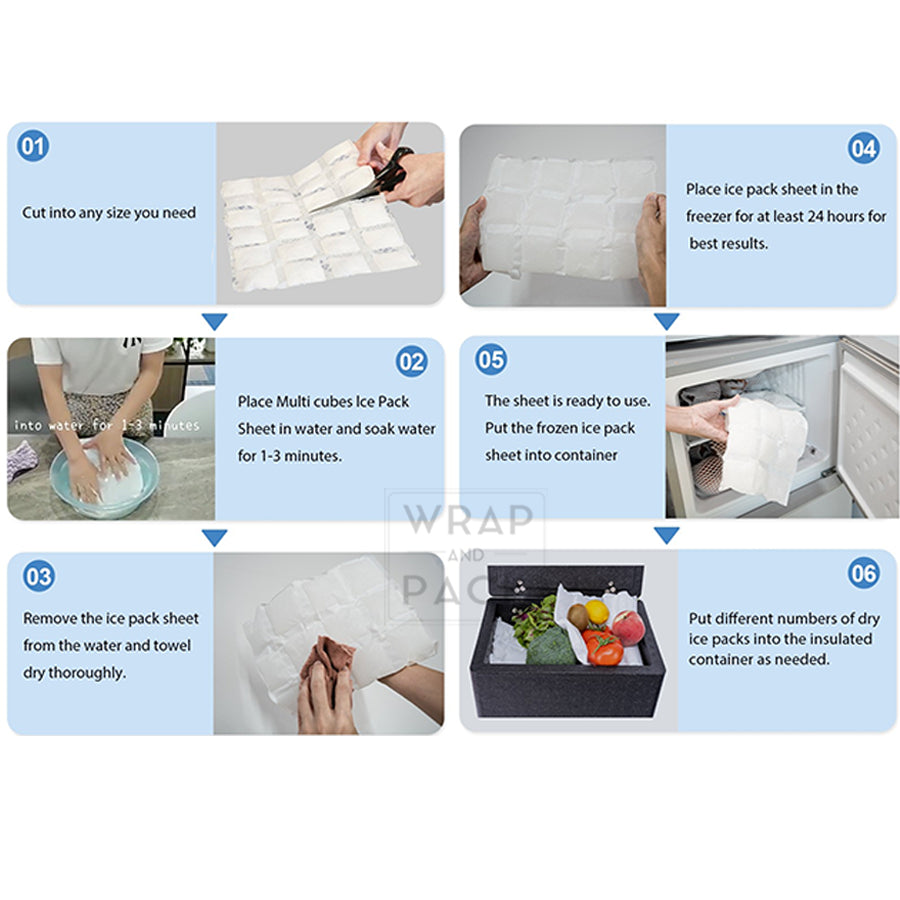 Flexi Ice 2-Ply 6 x 4 flexible Ice Sheets 24 cubes Gel Ice Pack ...