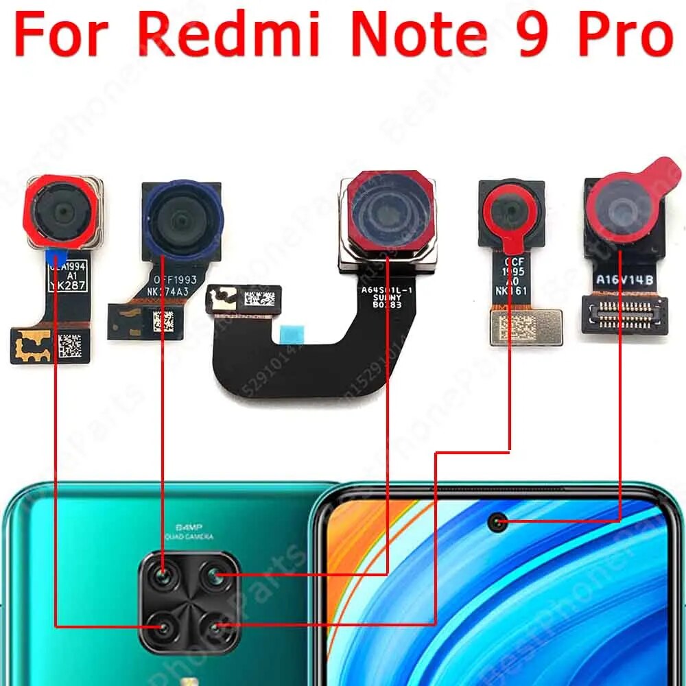 Front Rear Back Camera For Xiaomi Redmi Note 9 Pro Note9 Main Frontal ...