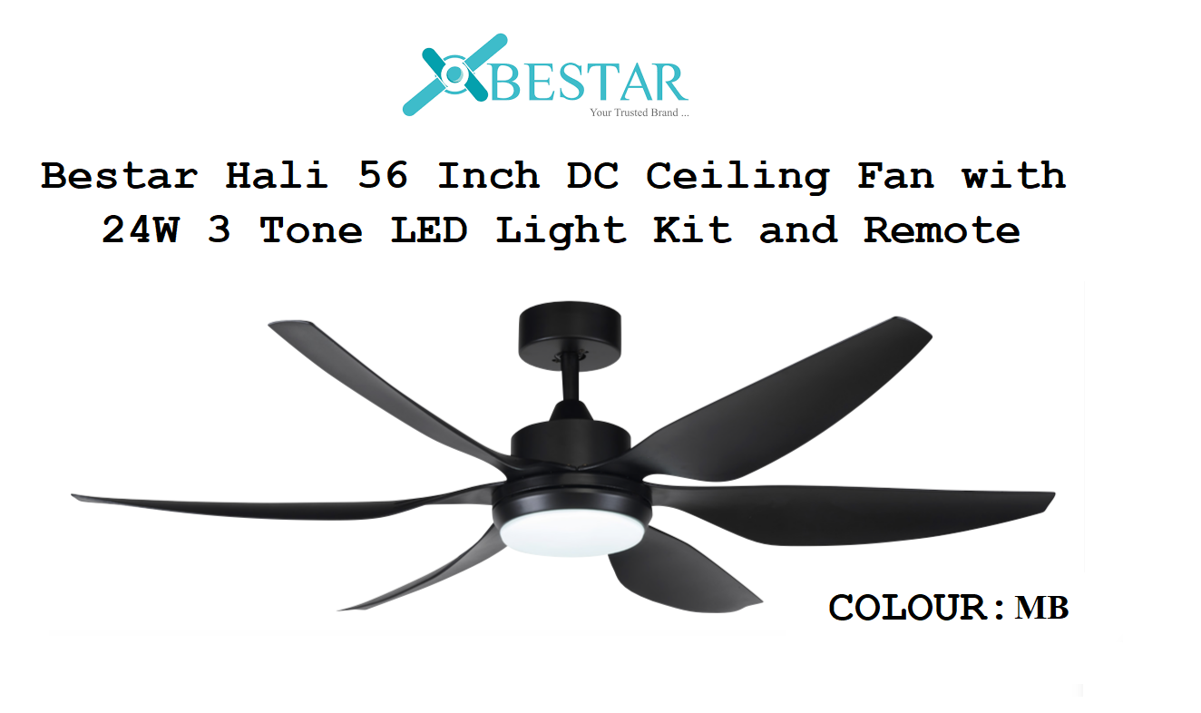 Bestar Hali 56"/48" DC Ceiling Fan with 24W 3 Tone LED Light Kit and ...