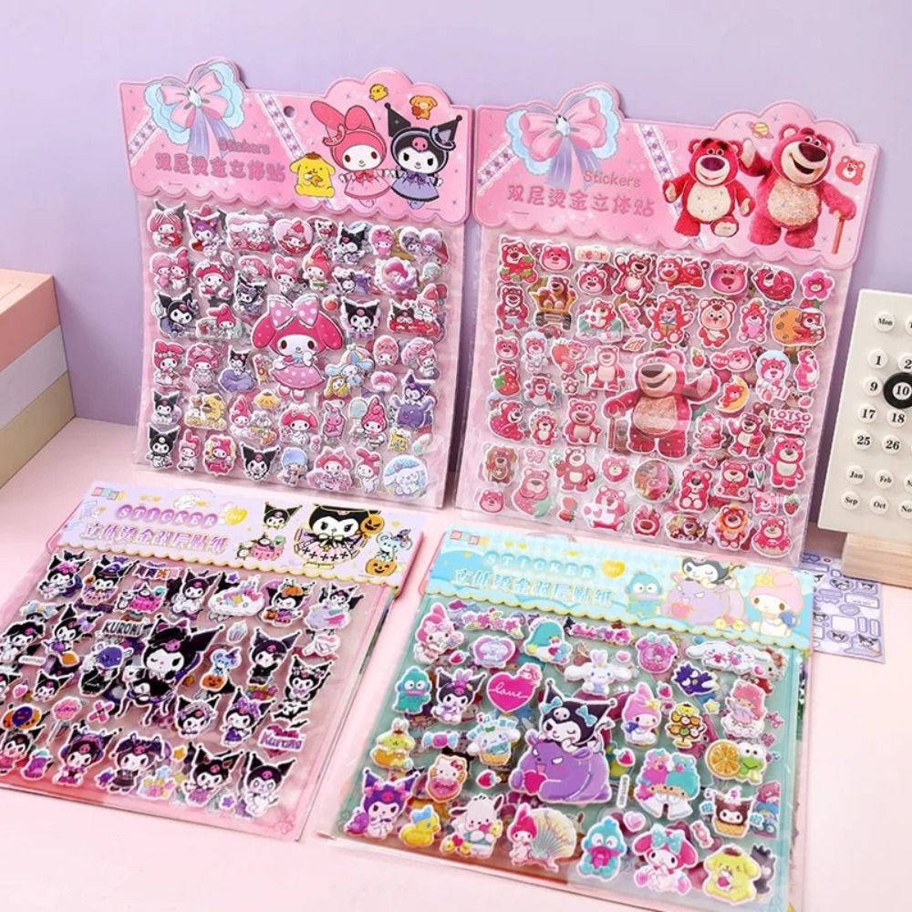 2 Sheets/Bag Cartoon Kuromi Melody Stereo Bubble Sticker Princess Dress ...