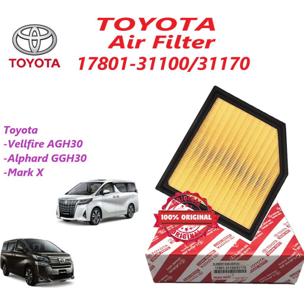 TOYOTA Air Filter 17801-31100 & 17801-31170-Toyota Mark X / Vellfire ...