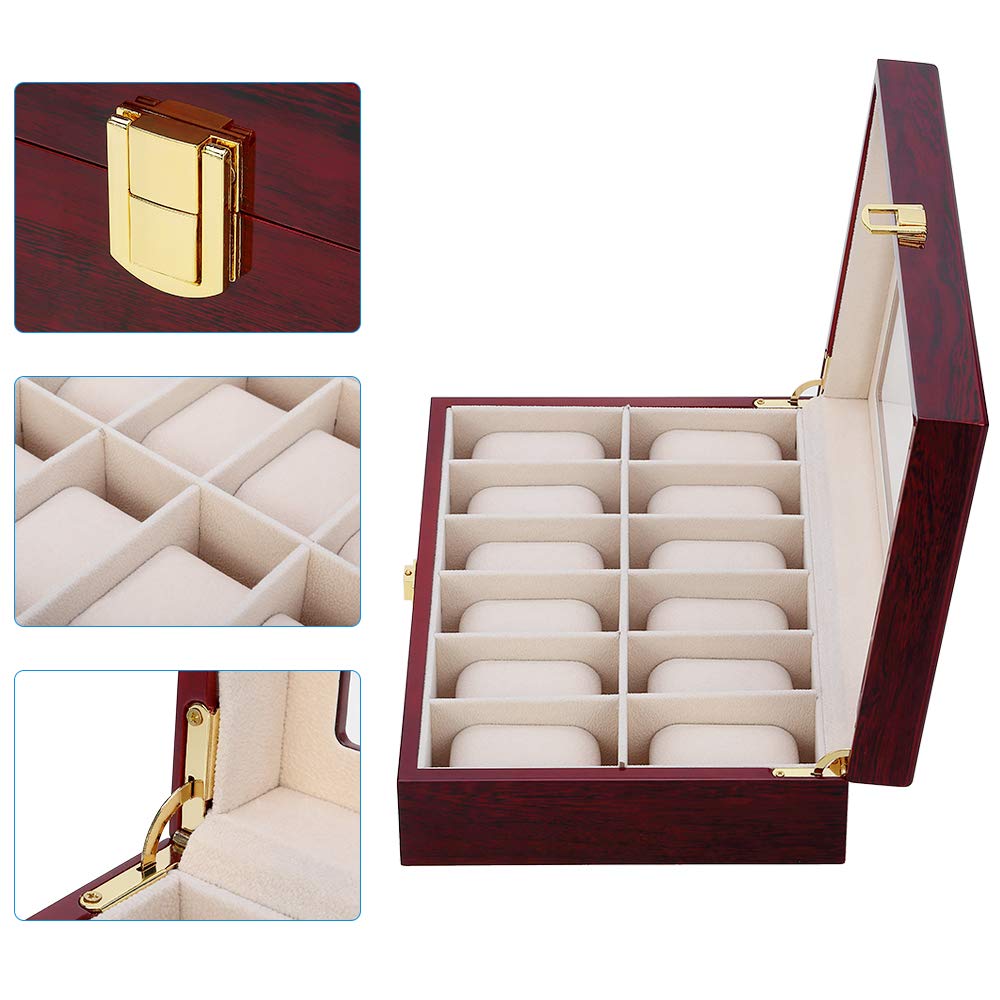 Luxury Wooden Watch Box 1/2/3/5/6/10/12 Grids Watch Organizers 6 Slots ...