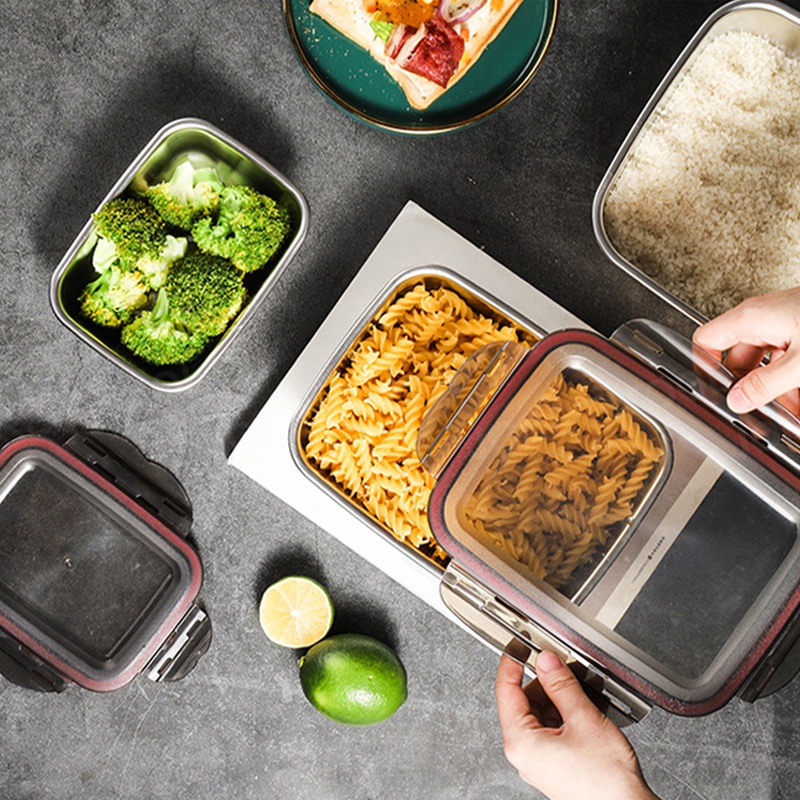 Stainless Steel Lunch Box Sealed Food Fresh-Keeping Boxes Office Bento ...