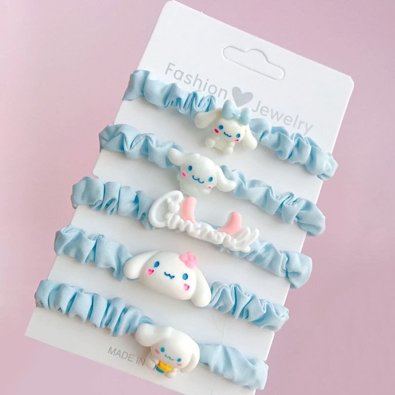 5Pcs Kawaii Sanrio Hair Ties Anime Hair Ring Ornaments Hello Kitty My ...