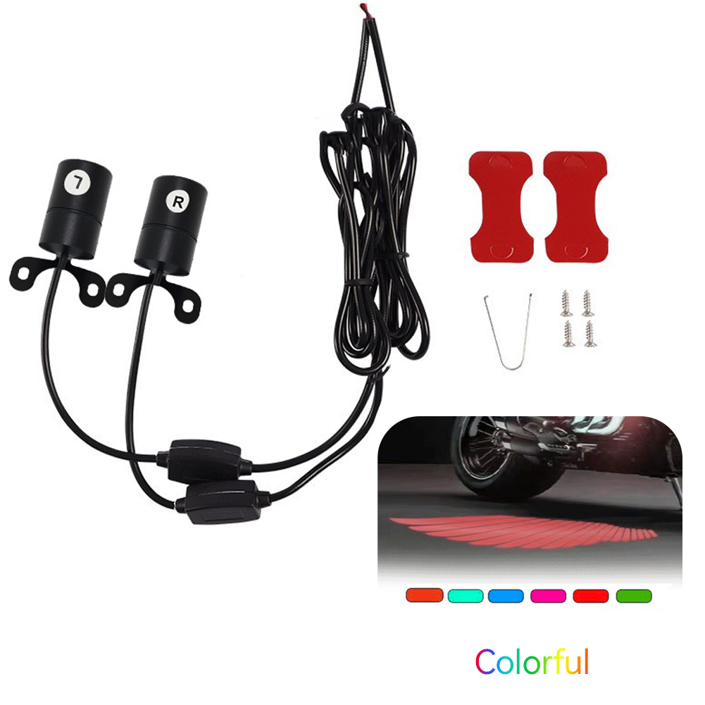 FG Pair Motorcycle LED Welcome Light Angel Wings Style Projection ...