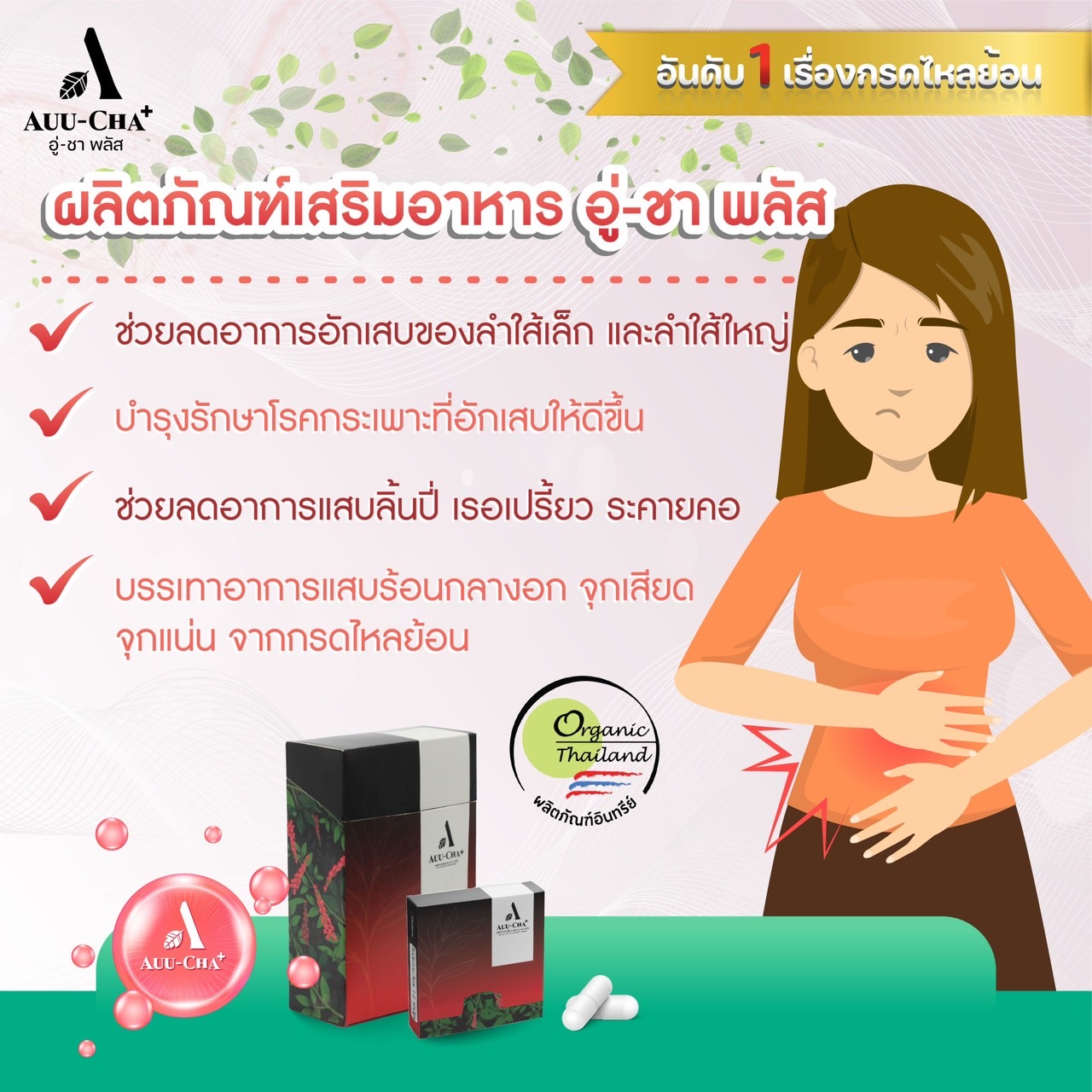 Auu-Cha+ อู่ชาพลัส สมุนไพรแก้กรดไหลย้อน สมุนไพรกรดไหลย้อน สมุนไพรบรรเทา ...