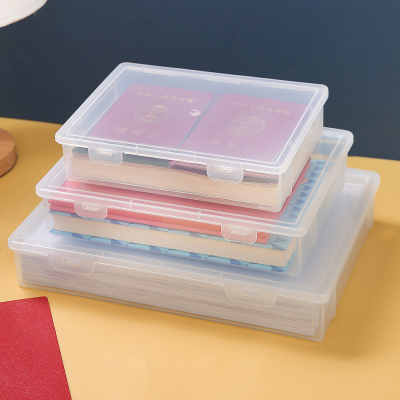 Plastic File Storage Box Organization Transparent Square Storage Box A4 ...