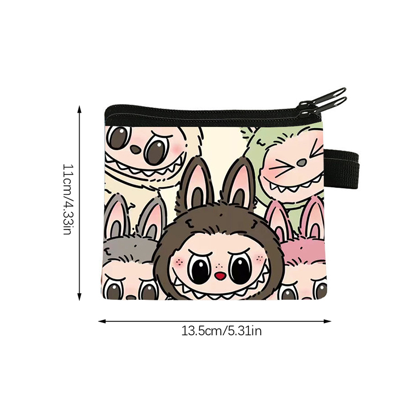 Cute Labubu Coin Purse Cartoon Printed The Monsters Wallet Zippers ...