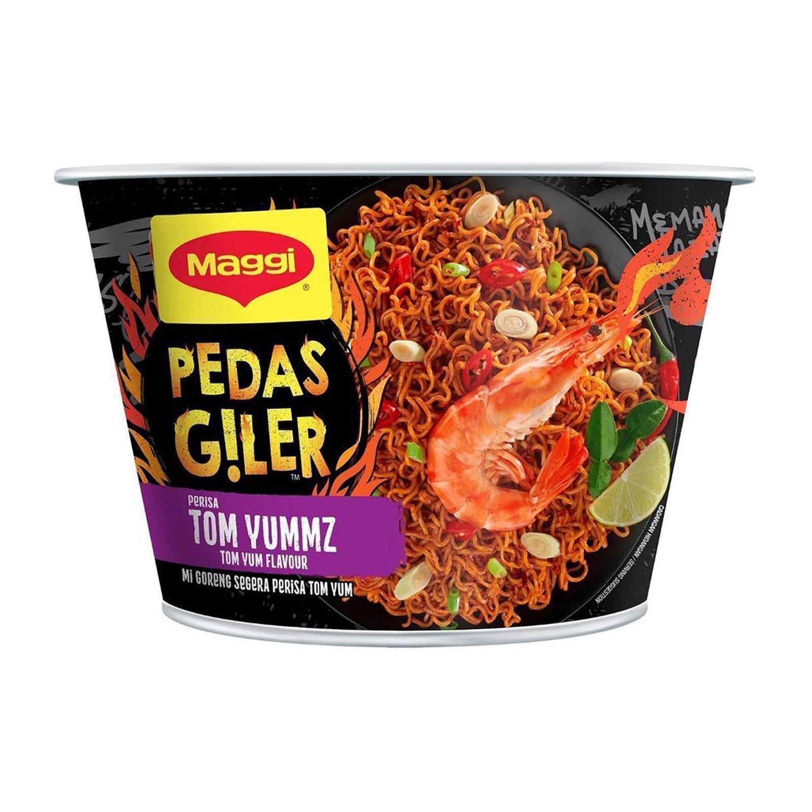 Maggi Hot Heads (Pedas Giler) Bowl Noodles - Tom Yum Mee Goreng - 92G | Lazada Singapore