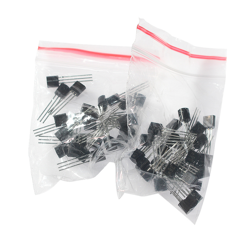 50PCS TO-92 Bipolar Junction Transistor (BJT) Kit: 2N5551 and 2N5401 ...