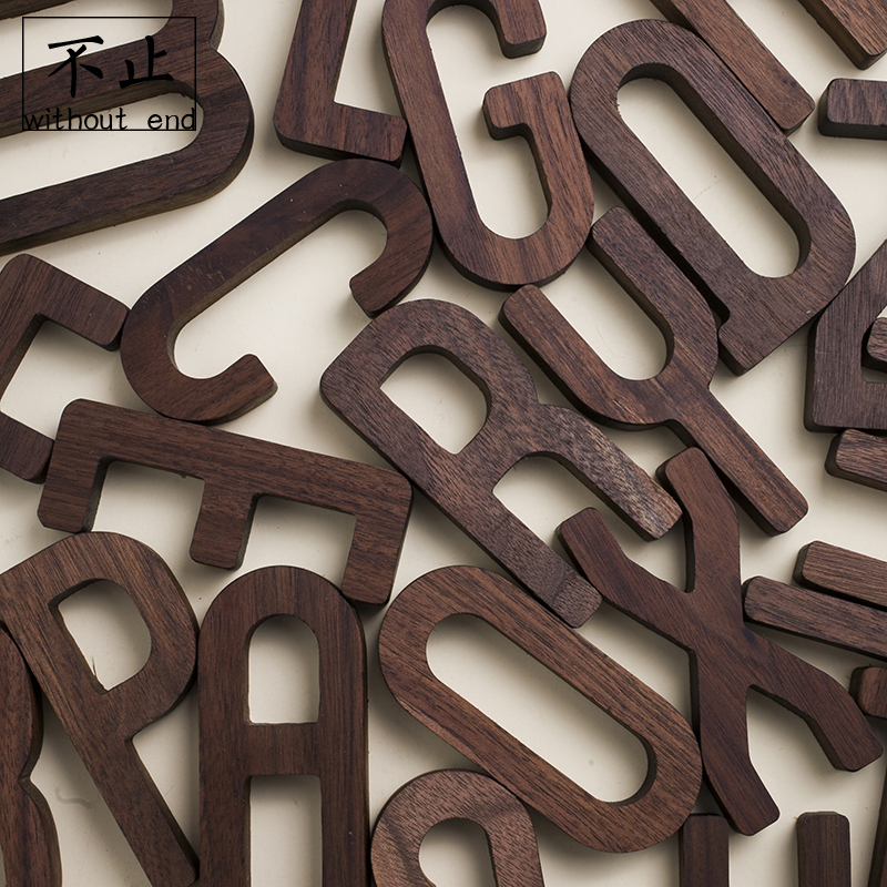 【TopazTrove】LKL 8cm High Nordic Style Walnut Log Wood Numeral Letter ...