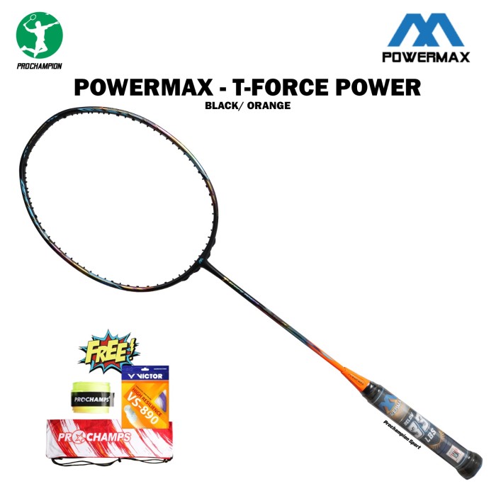 Raket Badminton Power Max T-Force Power - Black Orange | Lazada Indonesia