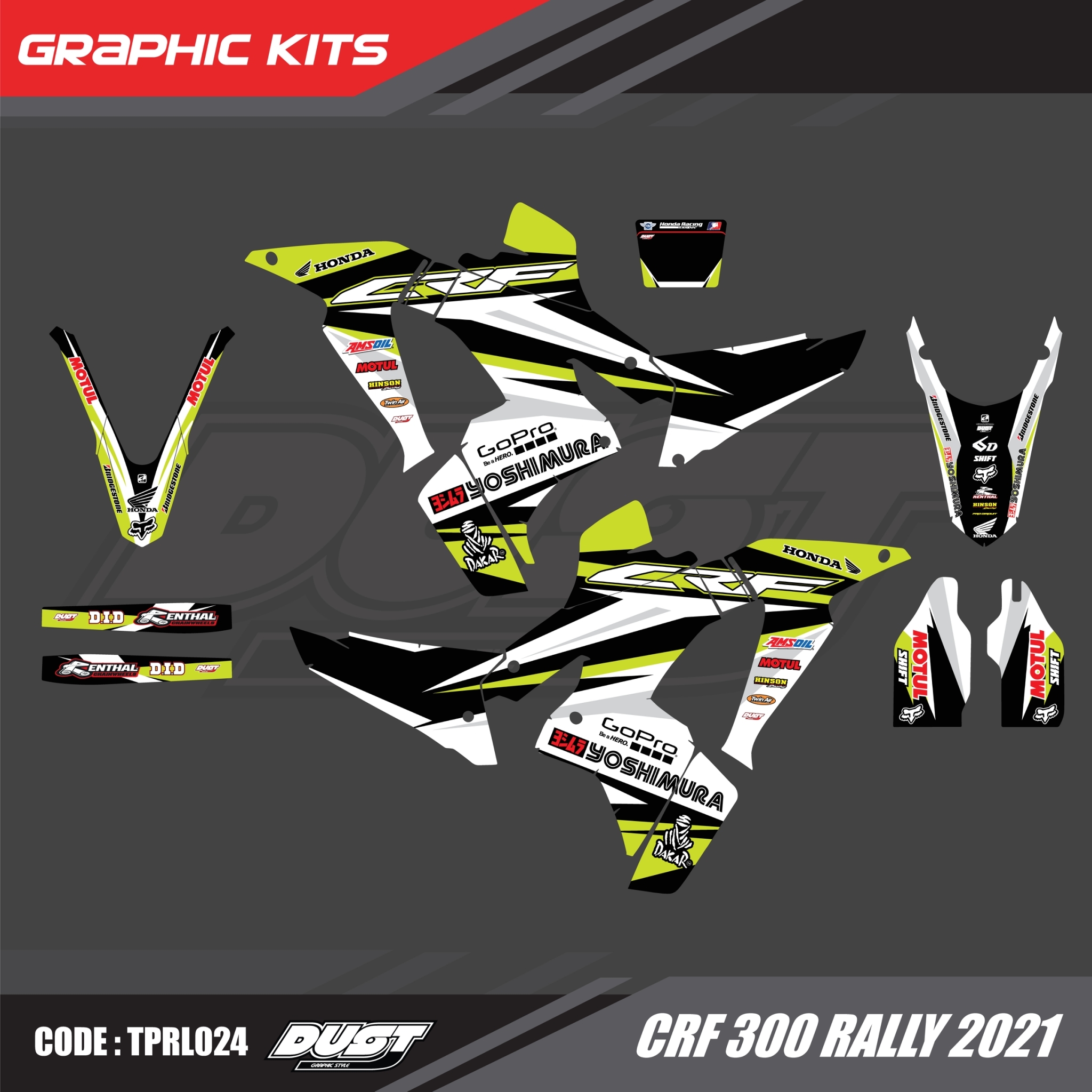 สติ๊กเกอร์วิบาก Honda CRF 300 Rally ทั้งคัน Graphic kit สติ๊กเกอร์ ...