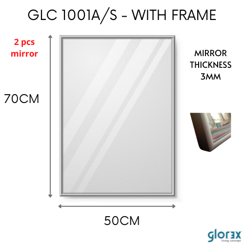 (GLOREX🇲🇾) (in Set) (2pcs) High Quality Aluminum Bathroom Cheap Mirror ...