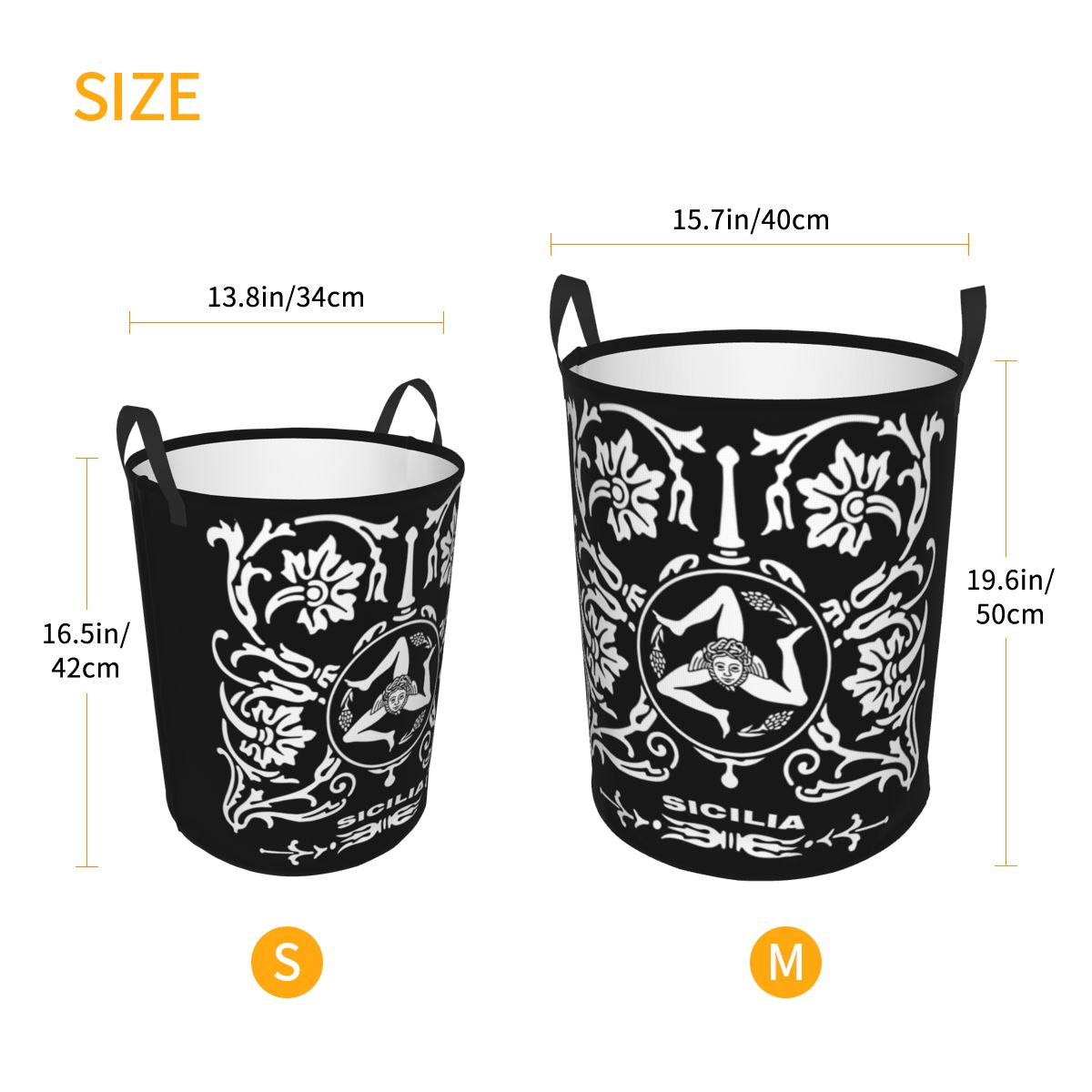 Custom Sicilia Sicily Love Trinacria Logo Laundry Basket Foldable Large ...