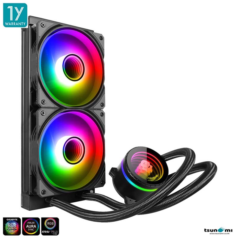 ชุดน้ำระบบปิด Tsunami CoolMan ARGB Multi-Platform CPU Liquid Cooler CM ...