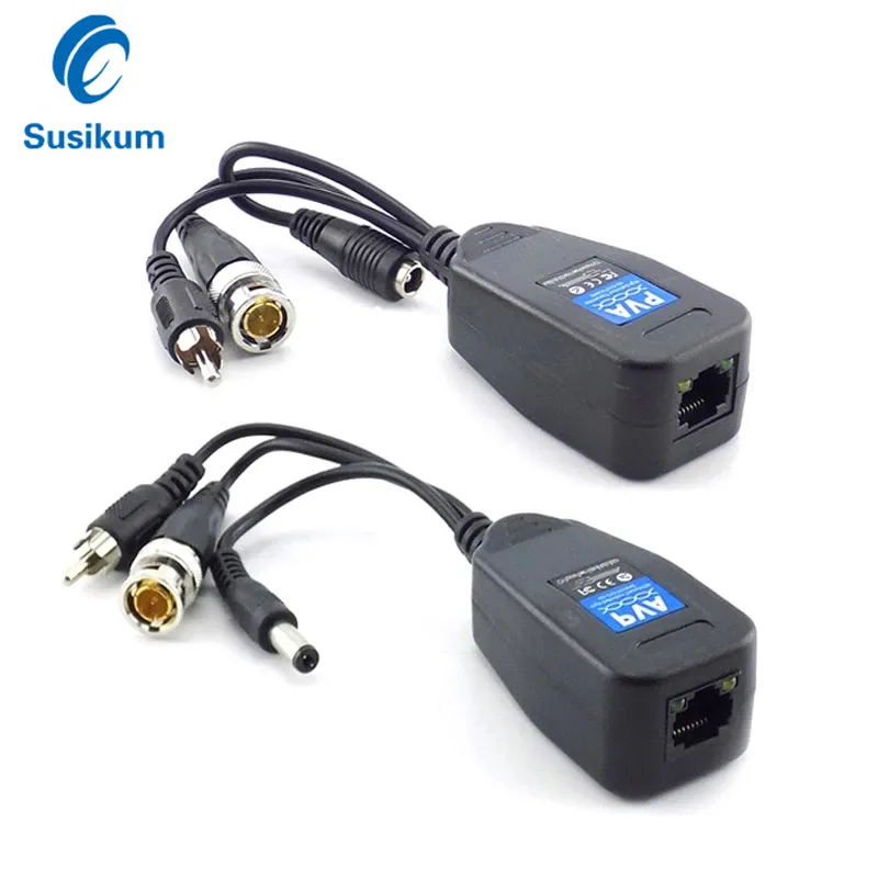 4K CCTV Passive Audio Video Balun 8MP Power Twisted Pair BNC To RJ45 Connector HD-CVI/TVI/AHD ...