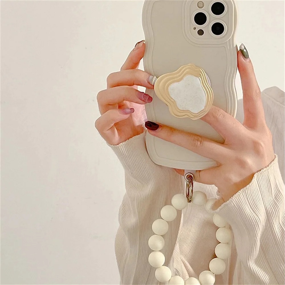 Luxury 3D Metal Gem Bracket Bead Bracelet Wavy Soft Phone Case For ...