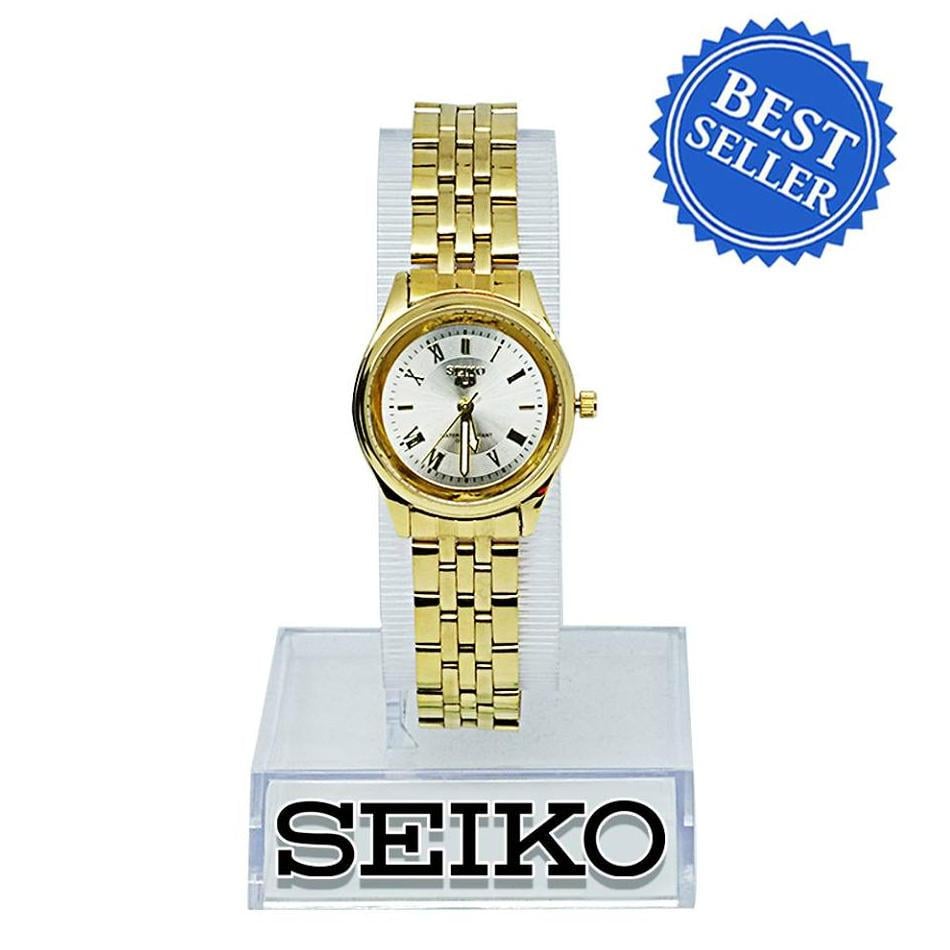 Seiko 5 Quartz Gold Silver Dial Water Resist Stainless Steel Watch for ...