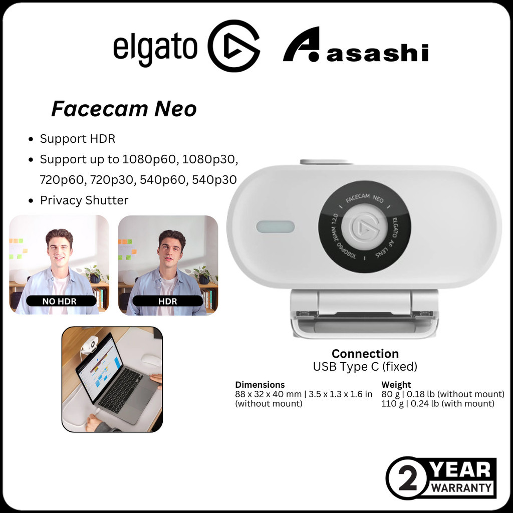 [ PRE-ORDER ] Elgato Facecam Neo | Full HD 1080p60 | 26 mm f/2.0 | USB ...