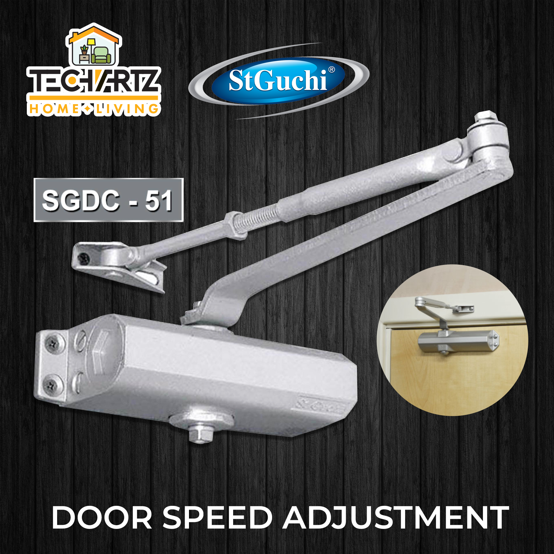 ST GUCHI 2 SPEED ADJUSTMENT DOOR CLOSER SGDC-51 (GREY) | Lazada