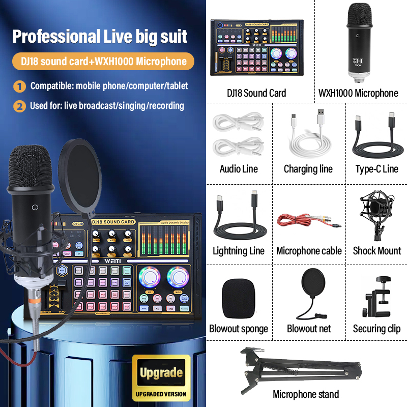 DJ18 Sound Card Bluetooth Audio Live Broadcast Portable Podcast ...