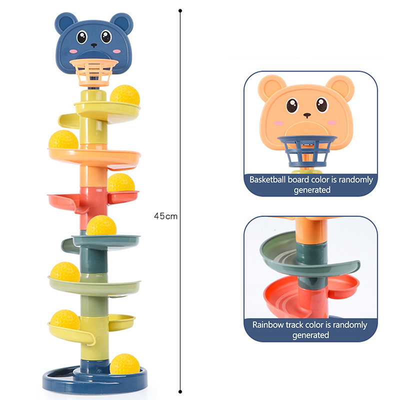 1 Set Baby Rotating Track Stacking Montessori Rolling Ball Tower Toys ...